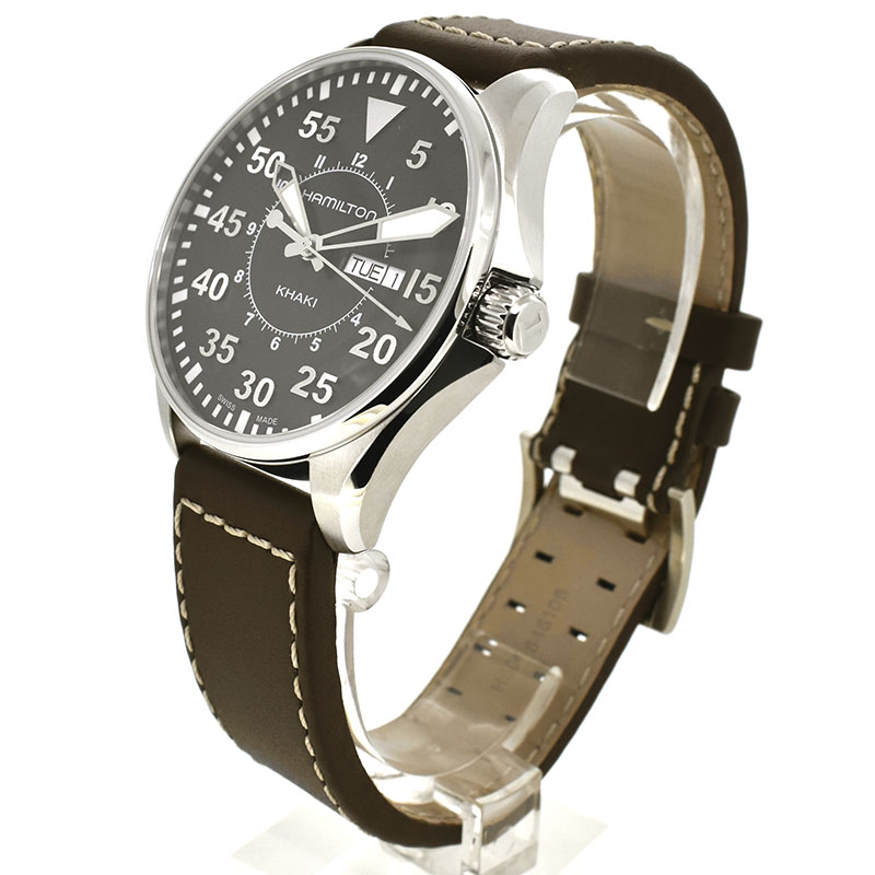 ハミルトン HAMILTON カーキ アビエーション パイロット デイデイト H64611535 SS 42mm ブラック クォーツ 新品 ...